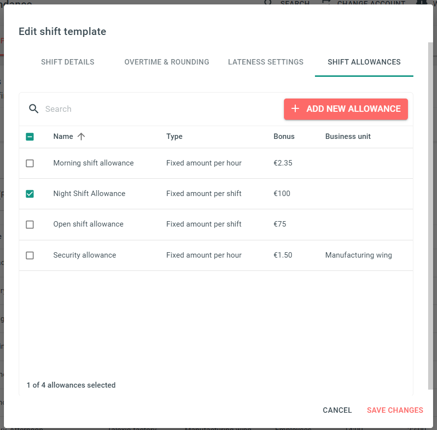 Shift Allowances – Talexio