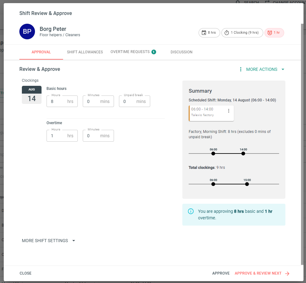 Automatic overtime for fixed employees who work more than their job schedule hours – Talexio