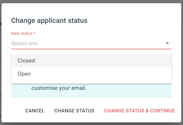 How do I change the applicant status? – Talexio