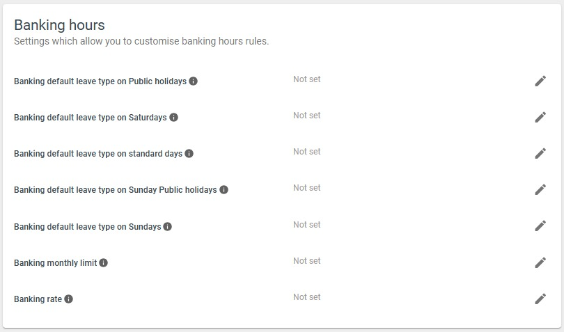 Banking Hours Client Settings – Talexio