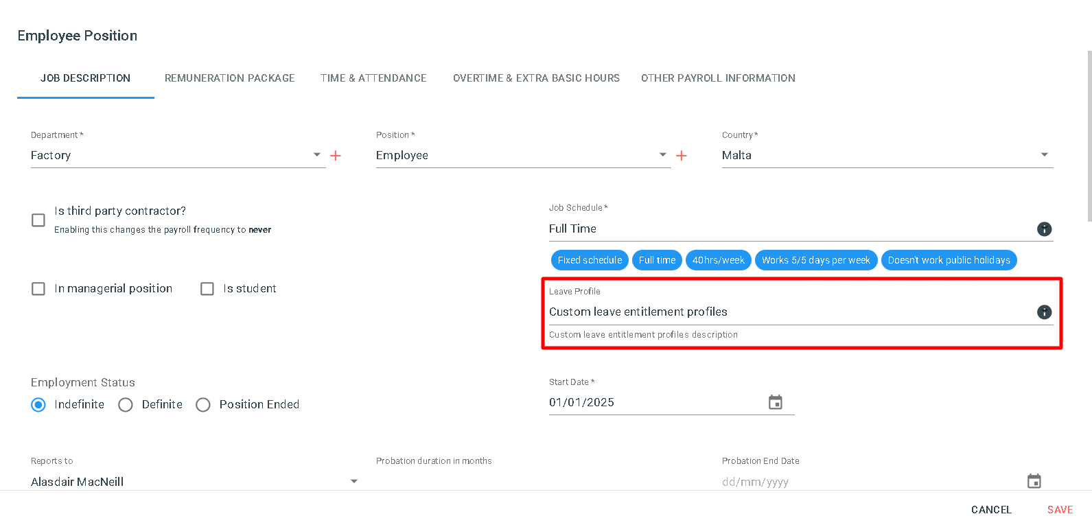 Assigning/Unassigning a Custom Leave Entitlement Profile – Talexio