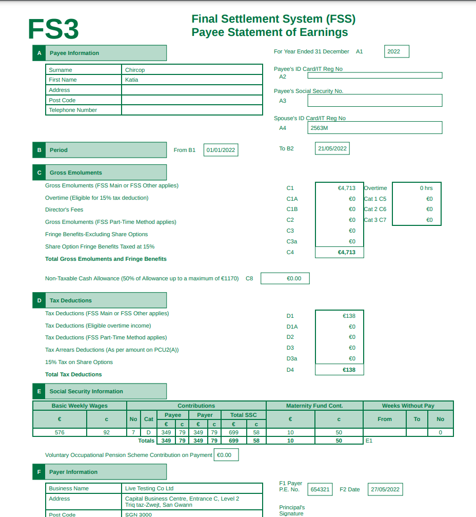 FSS Document Calculations Breakdown – Talexio