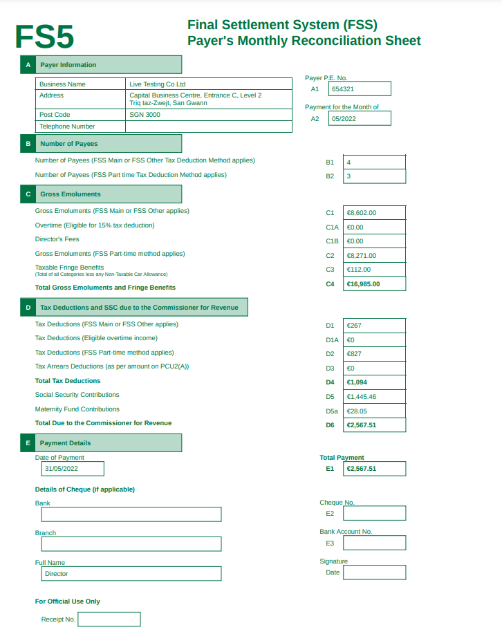 FSS Document Calculations Breakdown – Talexio