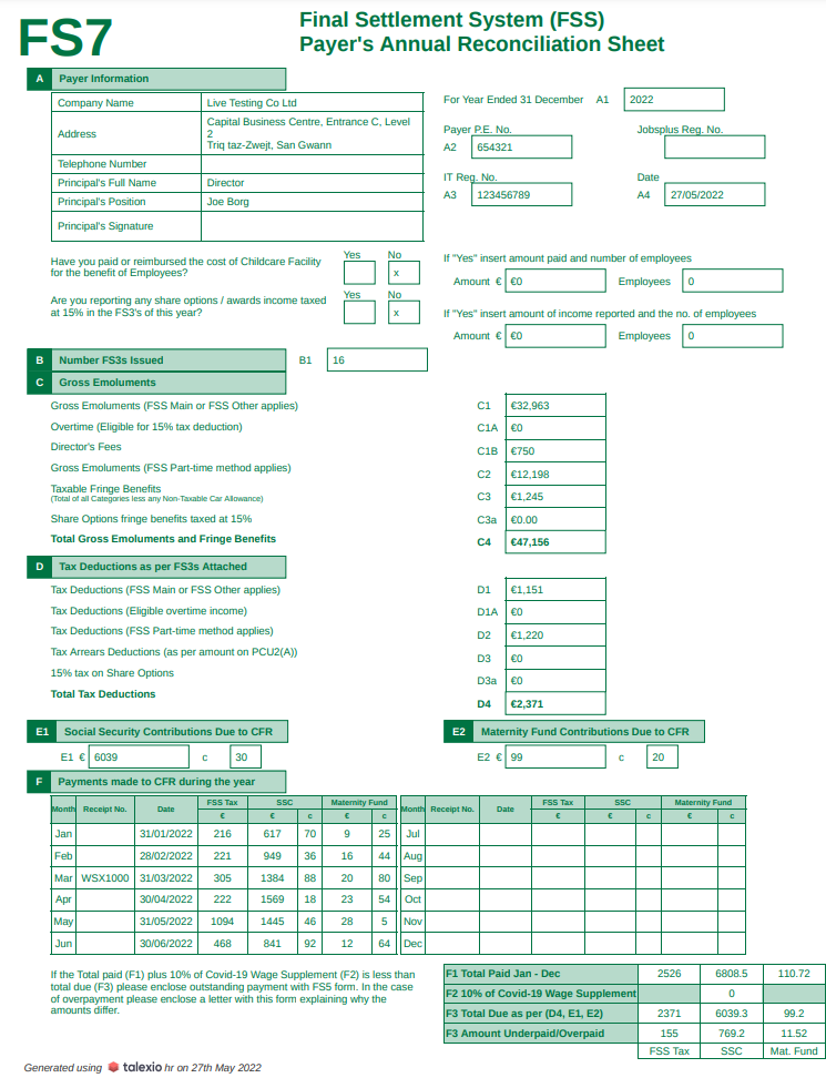FSS Document Calculations Breakdown – Talexio