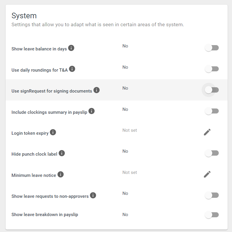 Settings Permissions – Talexio