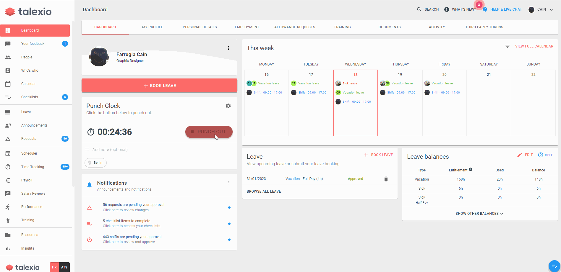 How to use the online punch clock – Talexio